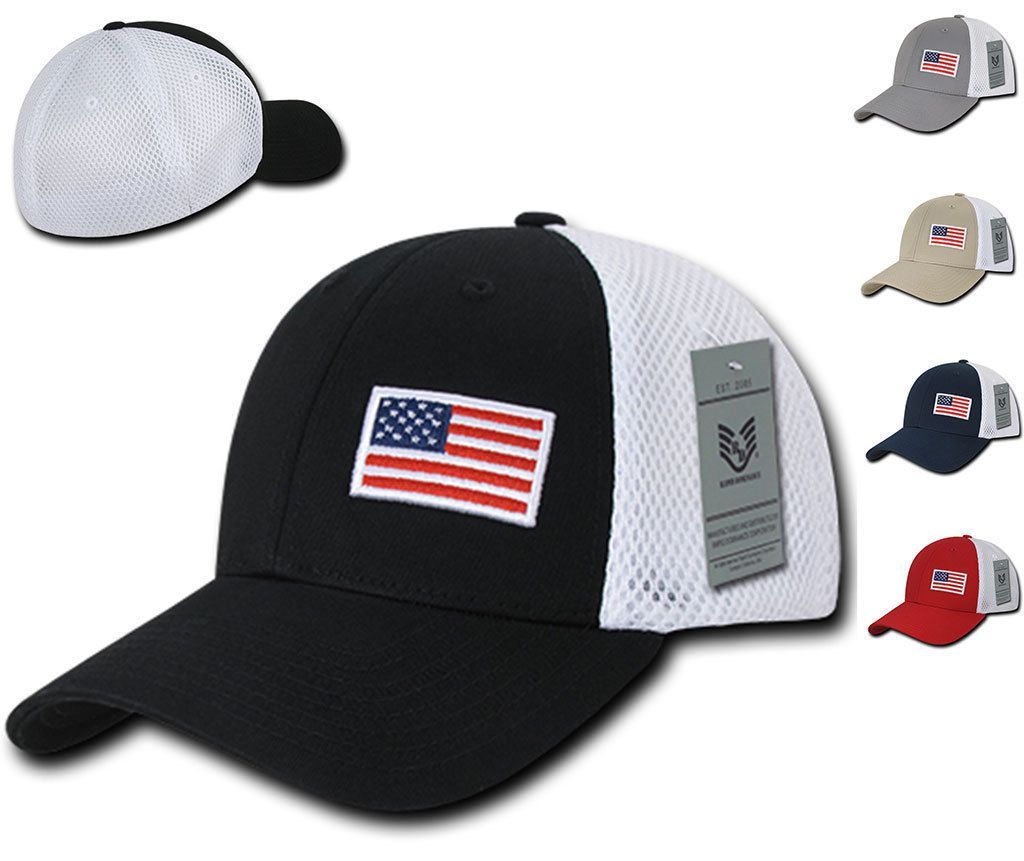 1 Dozen Aero Foam Flex USA Flag Military Mesh Baseball Cotton Caps Who ...