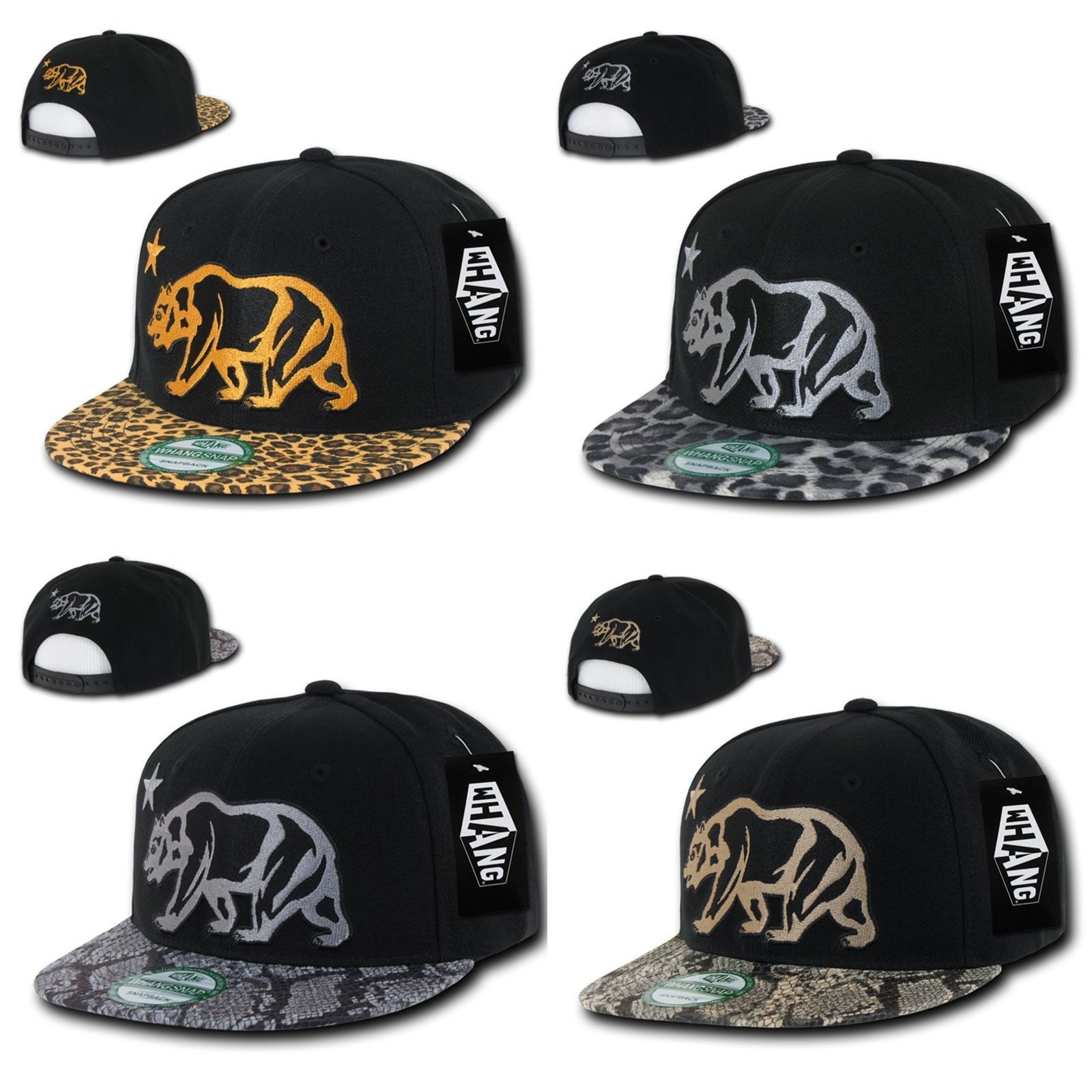 1 Dozen Animal Leopard Snake Skin Cali Republic Bear Snapback Hats Who ...