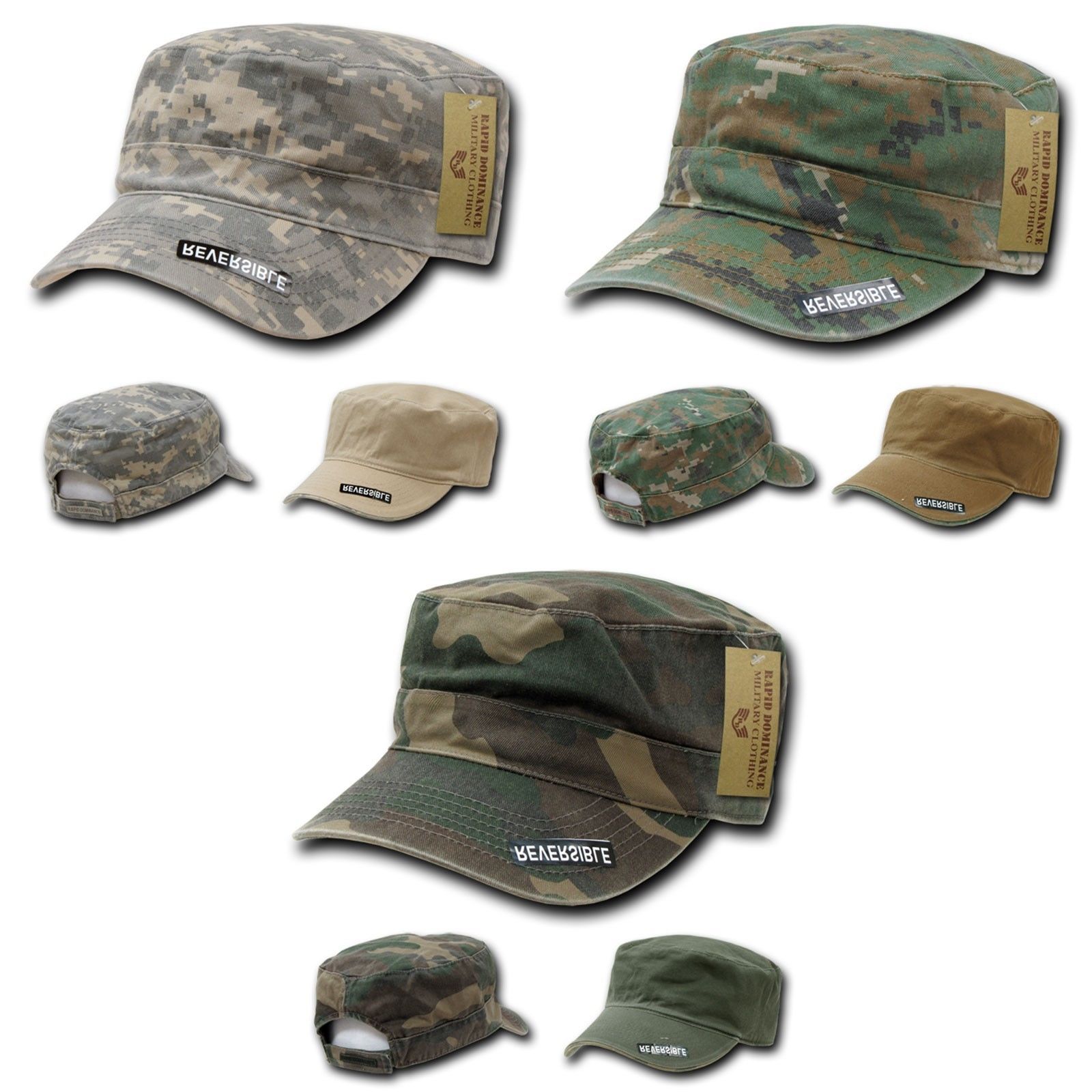 1 Dozen Bdu Patrol Cadet Military Reversible Flat Camo Caps Hats Whole ...