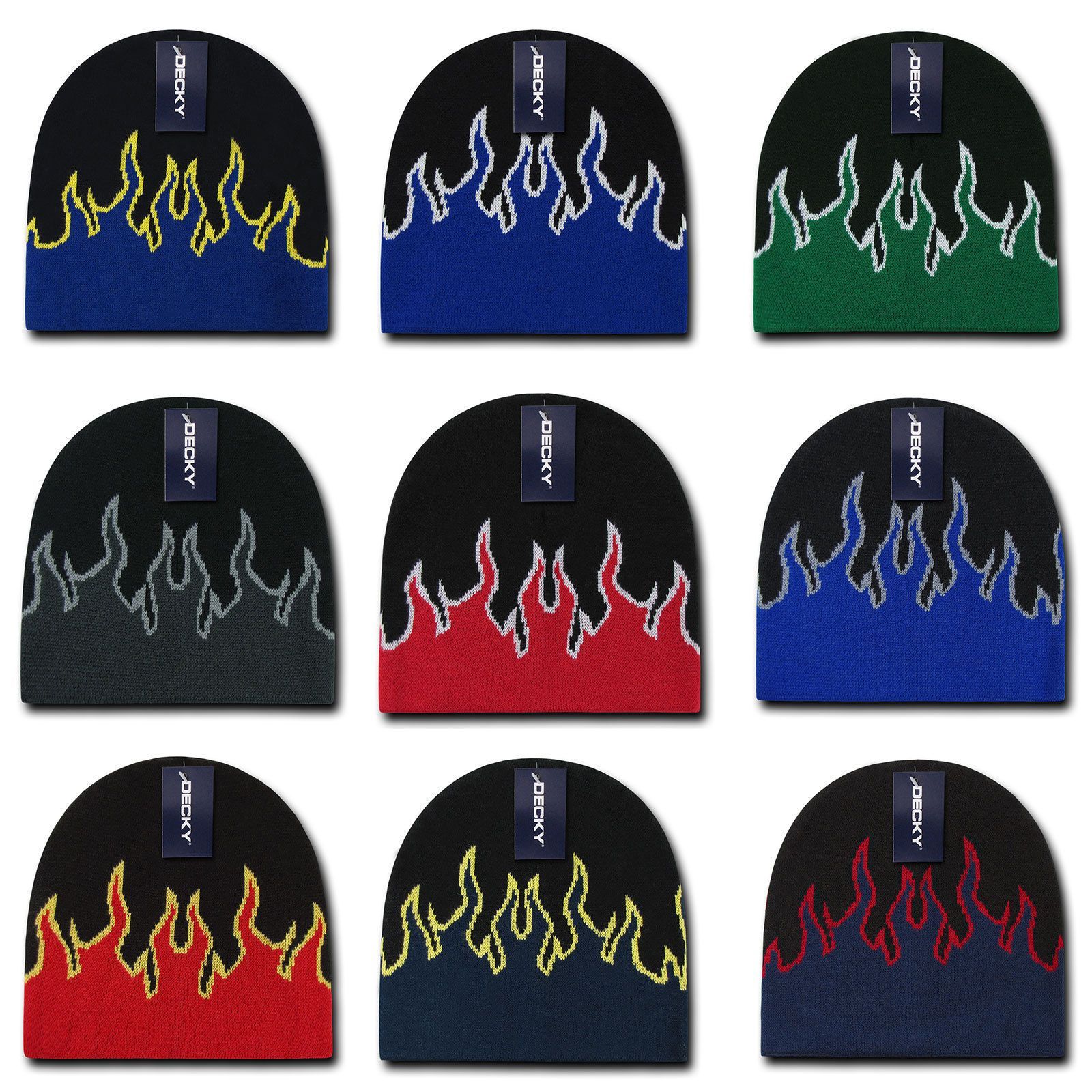 1 Dozen Boys Girls Kids Youth Decky Fire Flame Beanies Caps Hats Whole ...