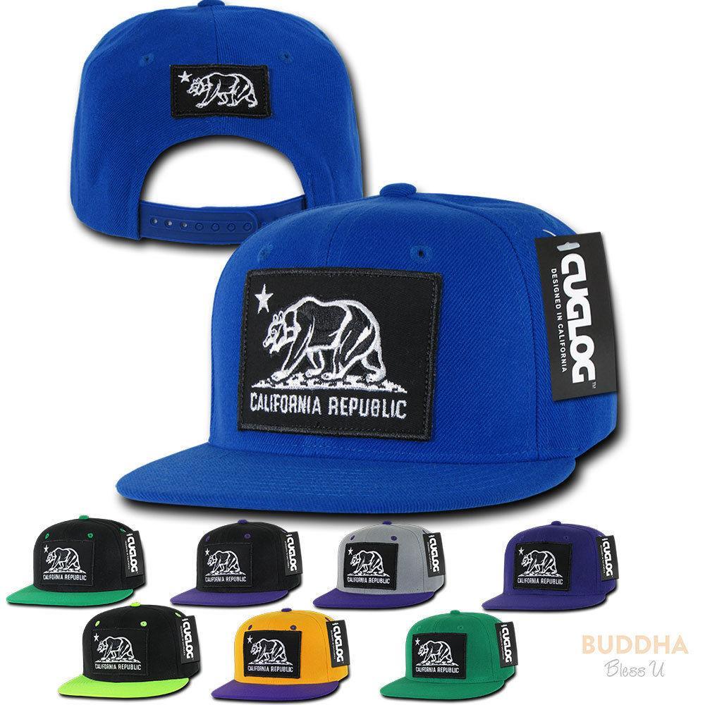 1 Dozen California Cali Bear Patch Snapback 6 Panel Flat Bill Caps Hat ...