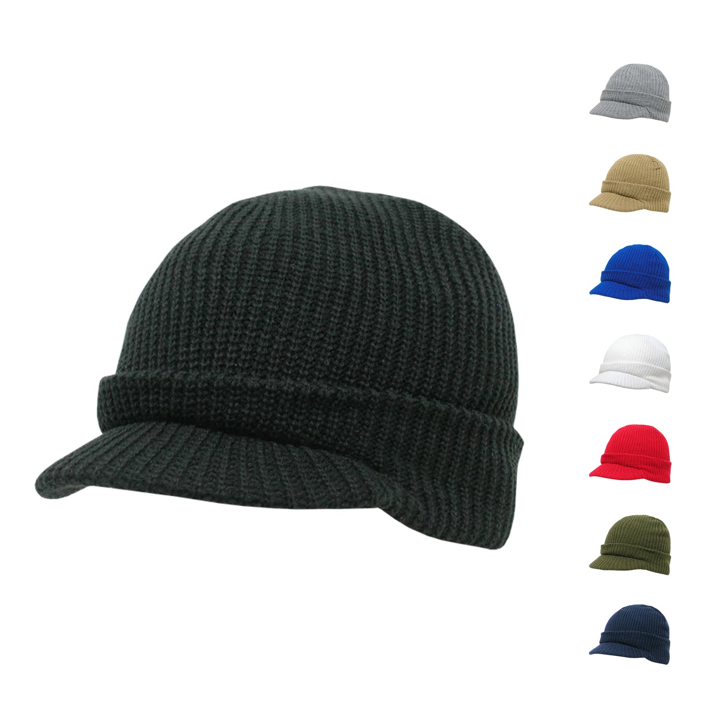 Decky 605 GI Knit Beanie Hats Crocheted Hybricap Cuffed Visor Ski Wint ...