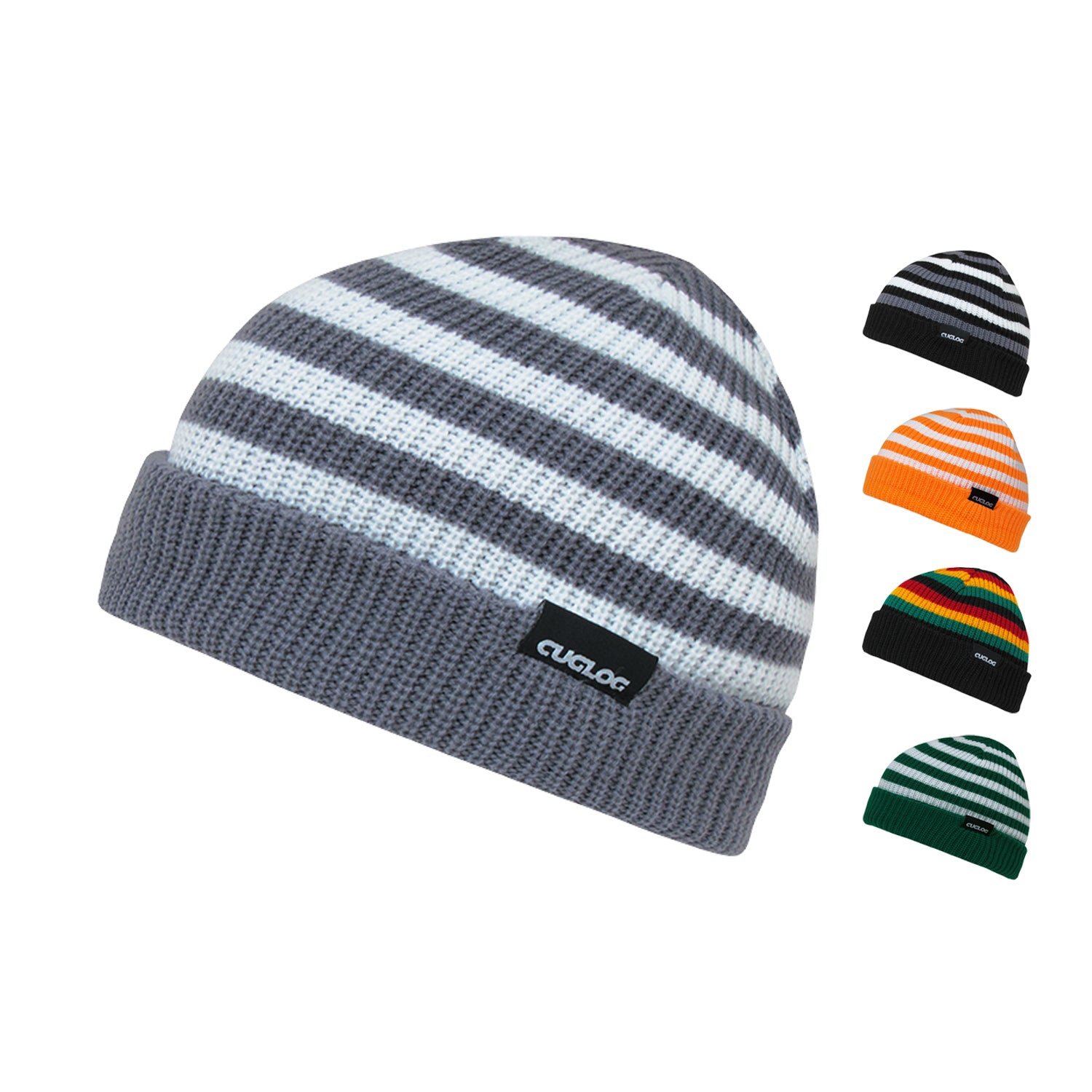 Cuglog K005 Rasta Sailor Striped Knit Beanies Hats Three Tone Winter S ...