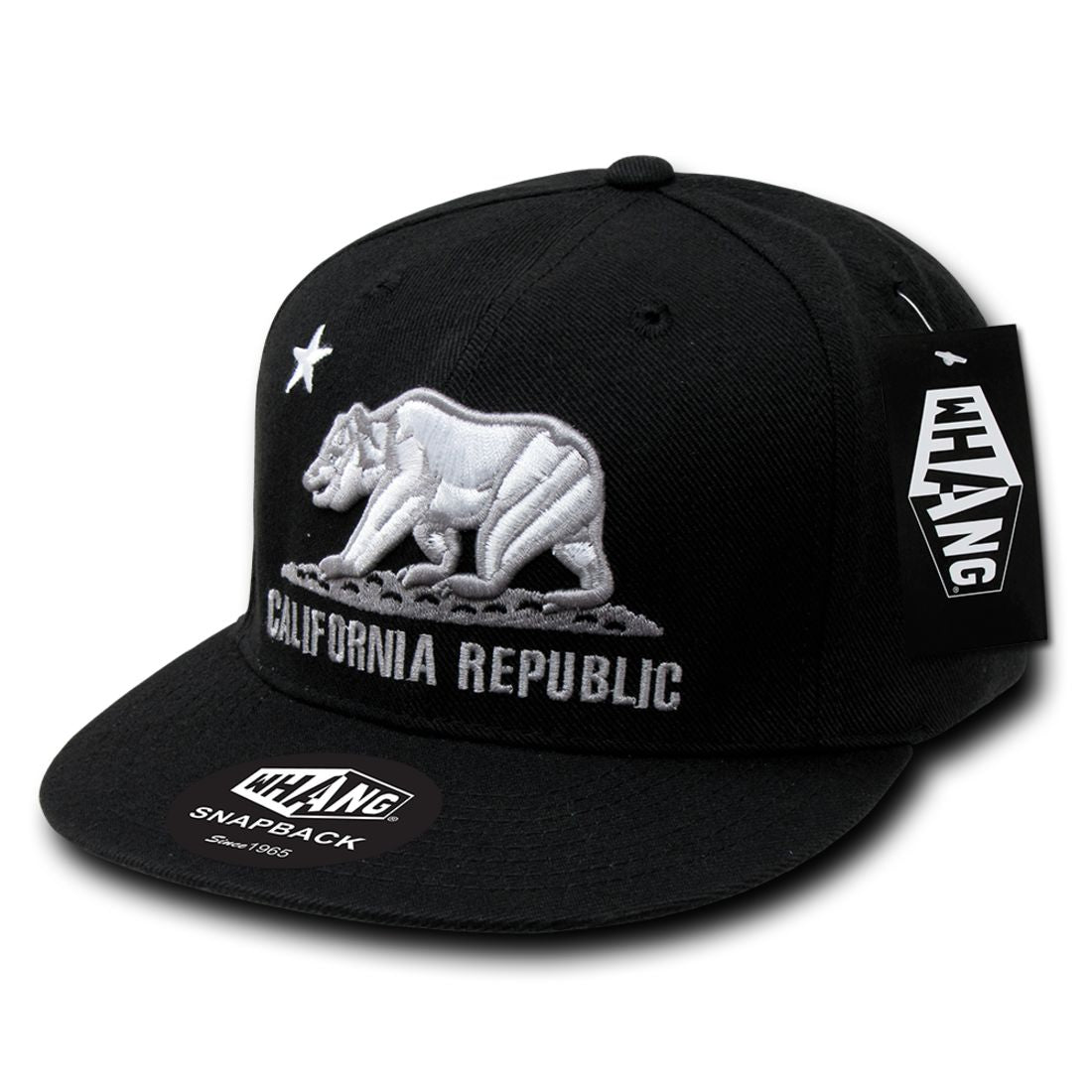 Whang W1 3D Cali California Republic Bear Snapback Hats 6 Panel Flat B ...